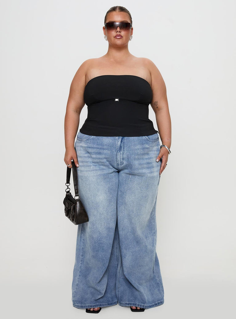 Naylor Wide Leg Jeans Light Wash Denim Curve | Princess Polly AU