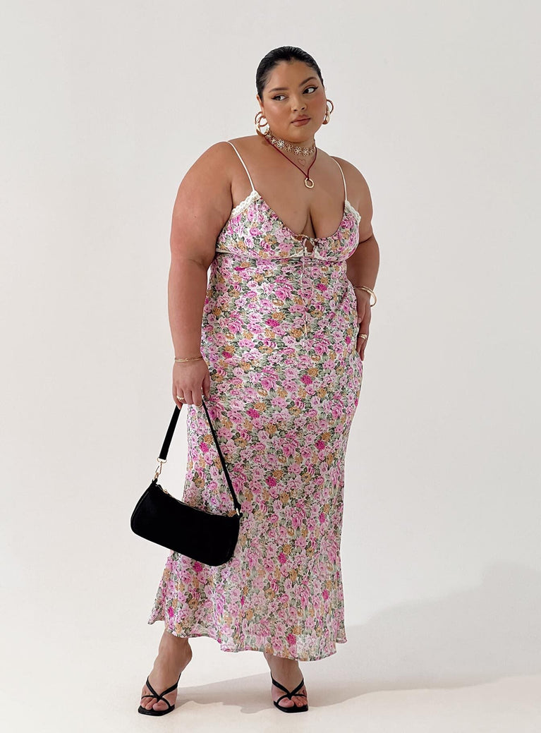 Emily Maxi Dress Pink Floral Curve | Princess Polly AU