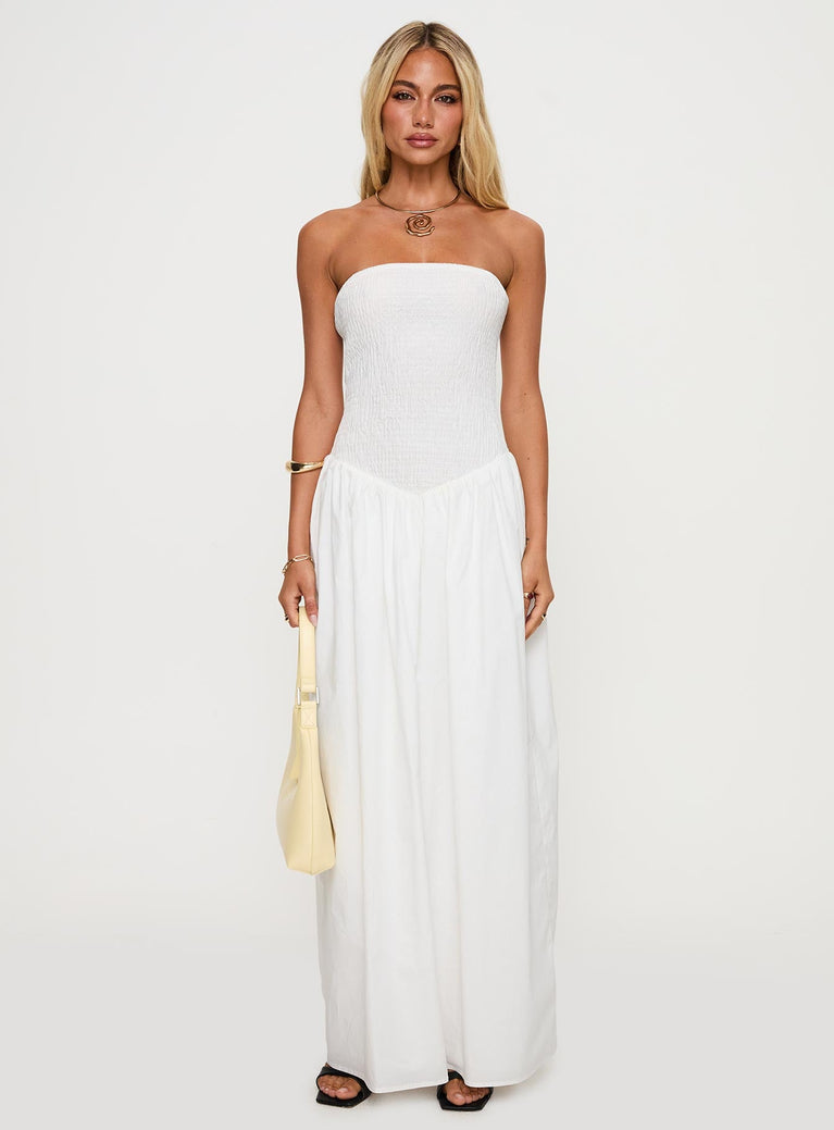 Percie Strapless Maxi Dress White | Princess Polly AU