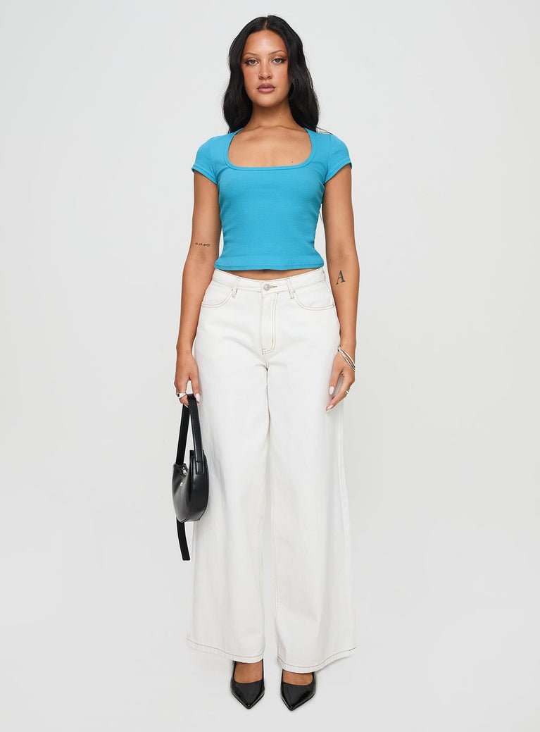 Baseline Square Neck Rib Top Blue | Princess Polly AU