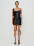 Hotline Faux Leather Mini Dress Black | Princess Polly AU