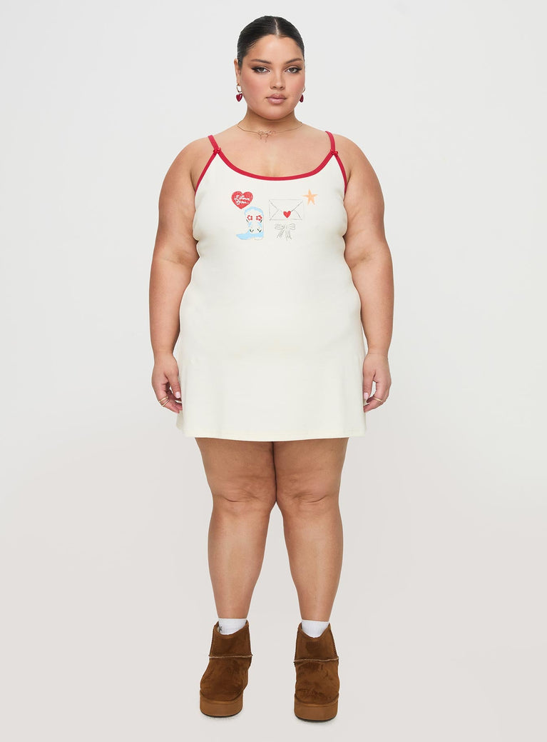 Letters Of Love Rib Sleep Mini Dress Multi Curve | Princess Polly AU