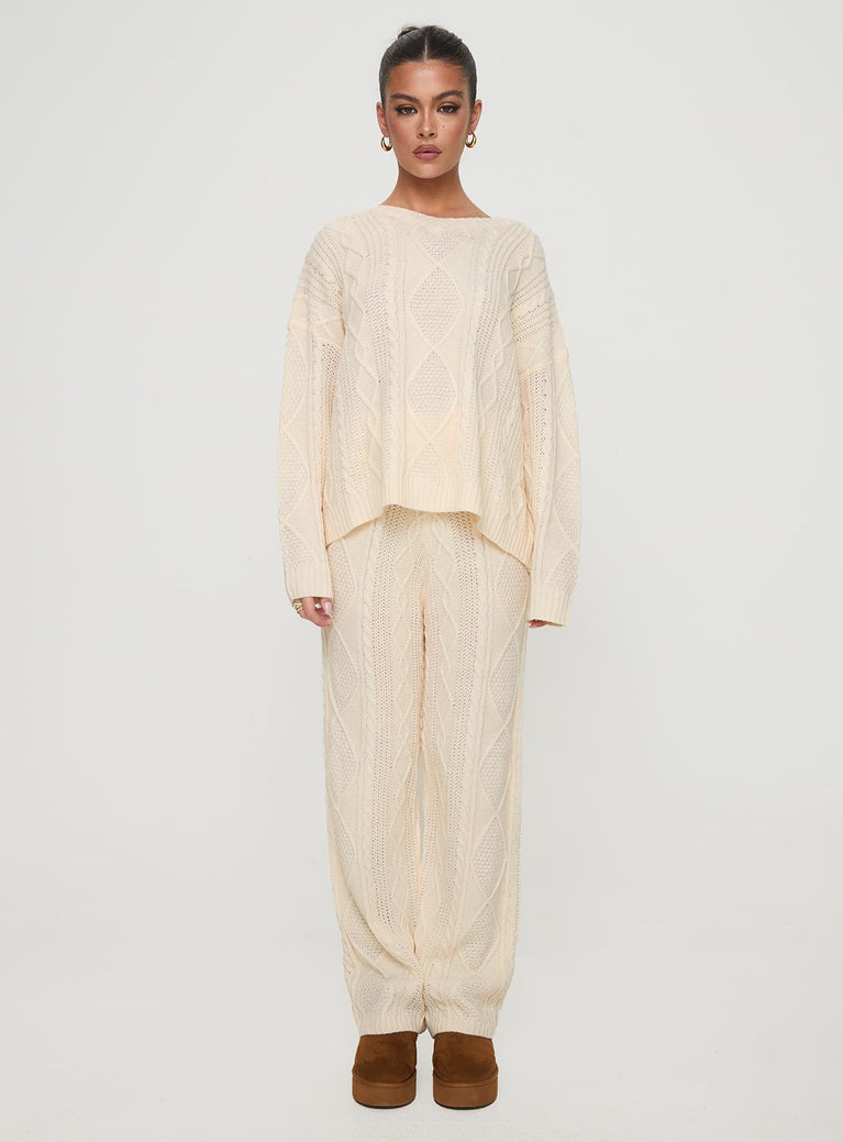Homey Cable Knit Pants Cream | Princess Polly AU
