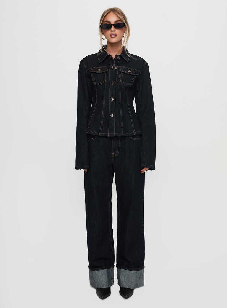 Top Model Cuffed Jean Dark Denim | Princess Polly AU