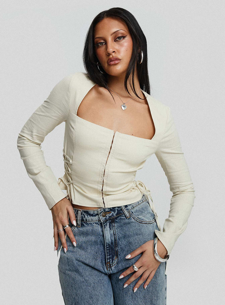 Myrin Long Sleeve Top Cream | Princess Polly AU