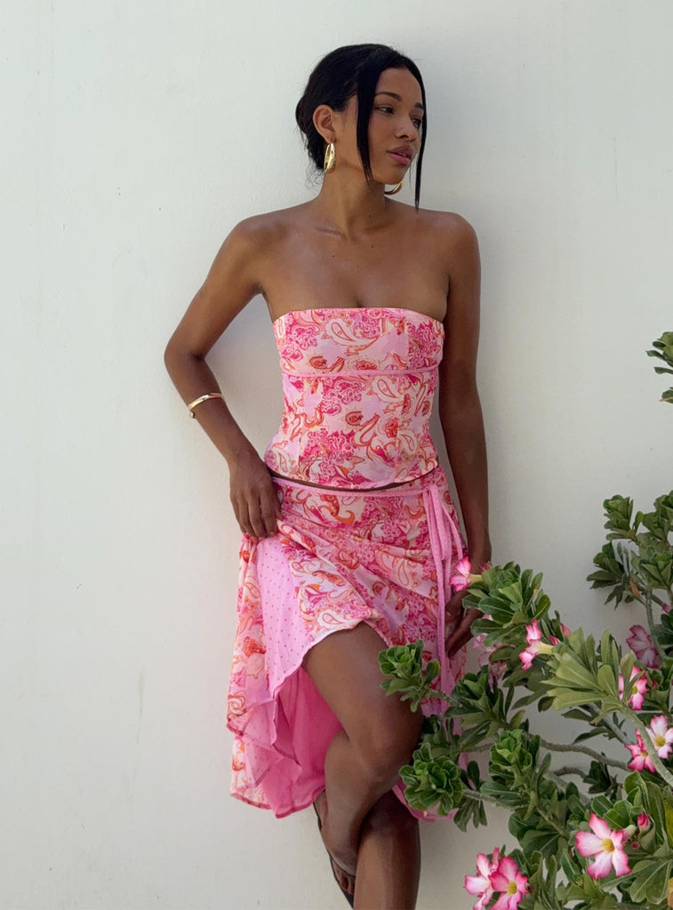 Tipsy Midi Skirt Pink Paisley | Princess Polly AU