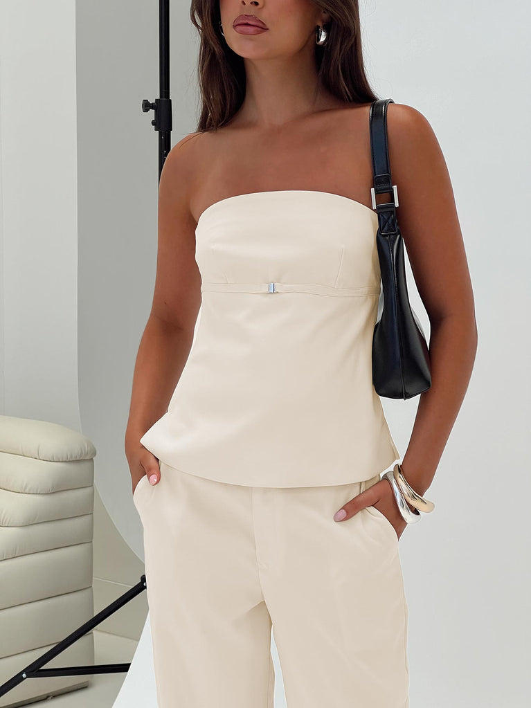 Irresistible Strapless Top Cream | Princess Polly AU
