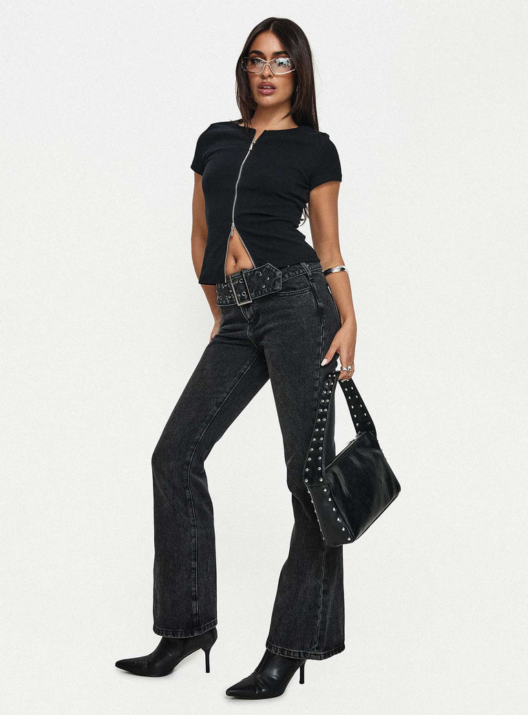Peralto Flared Jeans Washed Black | Princess Polly AU