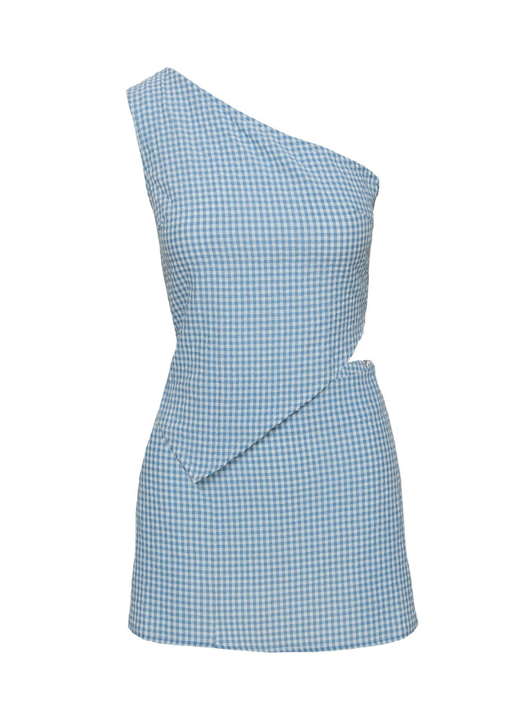 Dirst One Shoulder Set Blue Gingham | Princess Polly AU