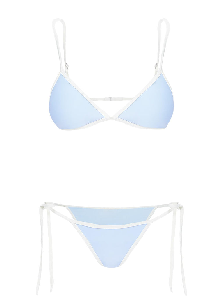 Jessie Adjustable Triangle Bikini Top Blue / White | Princess Polly AU