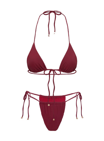 Sea Shore Triangle Tie Front Bikini Top Burgundy | Princess Polly AU