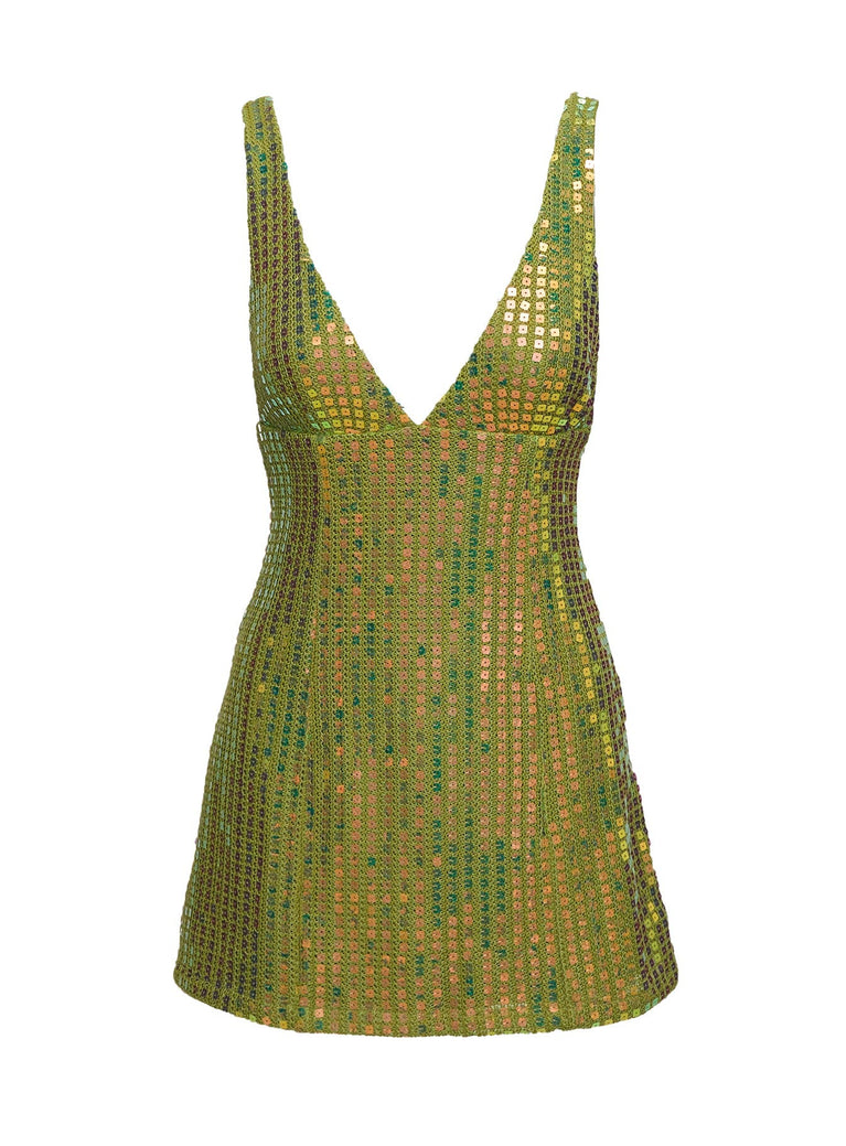 Porscha Shimmer Mini Dress Green | Princess Polly AU