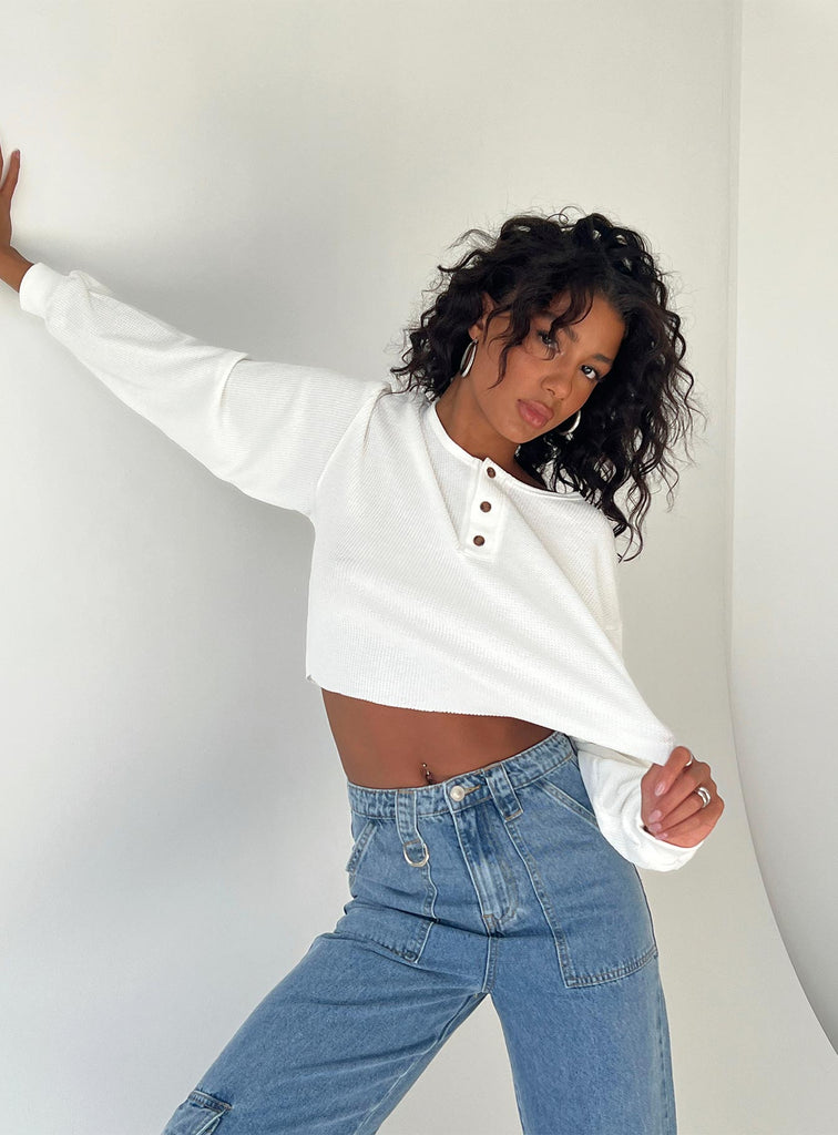 Mia Cropped Henley White | Princess Polly AU