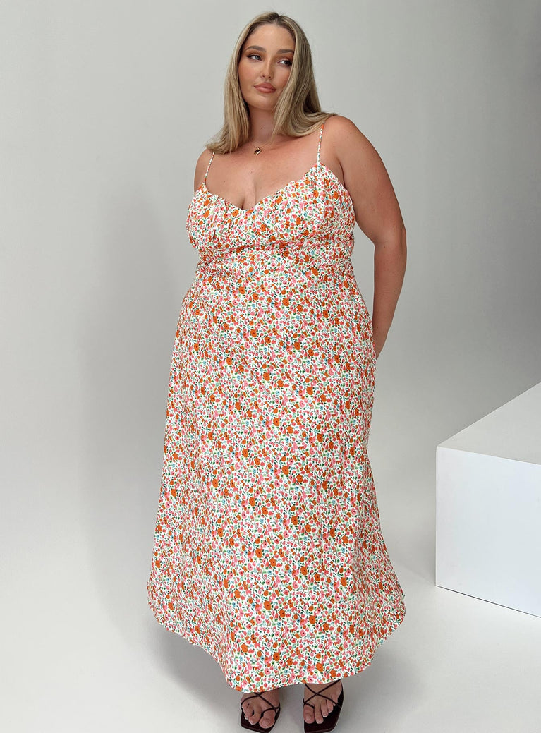 Amara Floral Midi Dress Multi Curve | Princess Polly AU