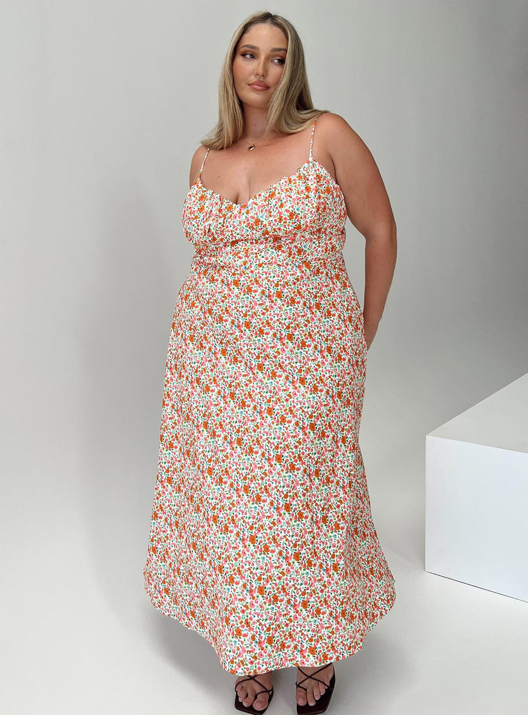 Amara Floral Midi Dress Multi Curve | Princess Polly AU