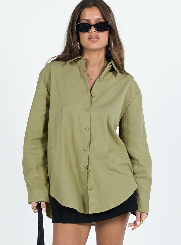 Landey Long Sleeve Shirt Green | Princess Polly AU