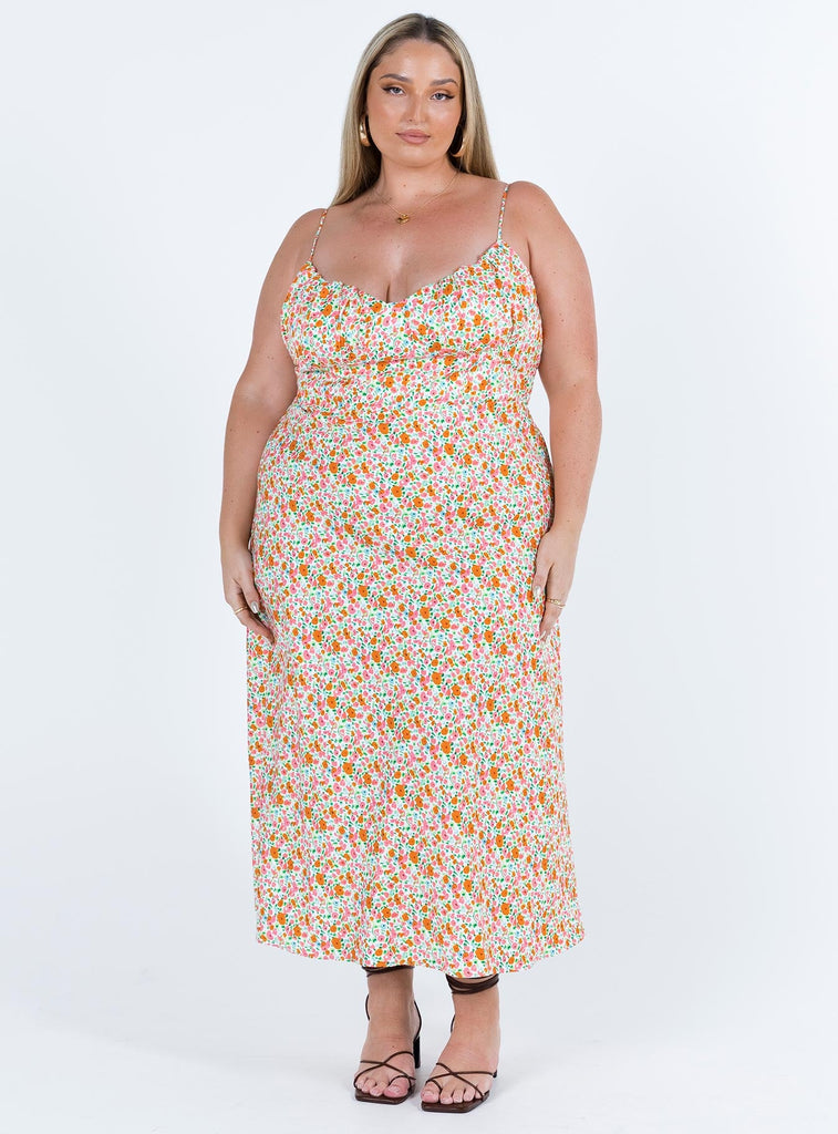 Amara Floral Midi Dress Multi Curve | Princess Polly AU