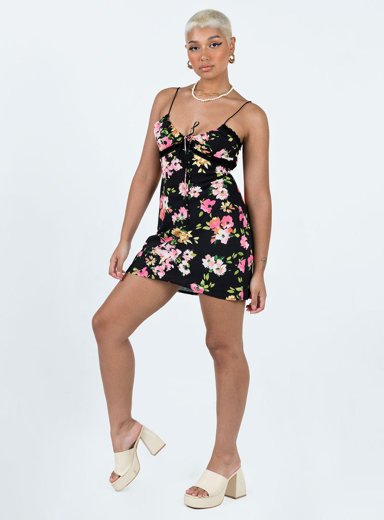 Emilee Mini Dress Black Floral | Princess Polly AU