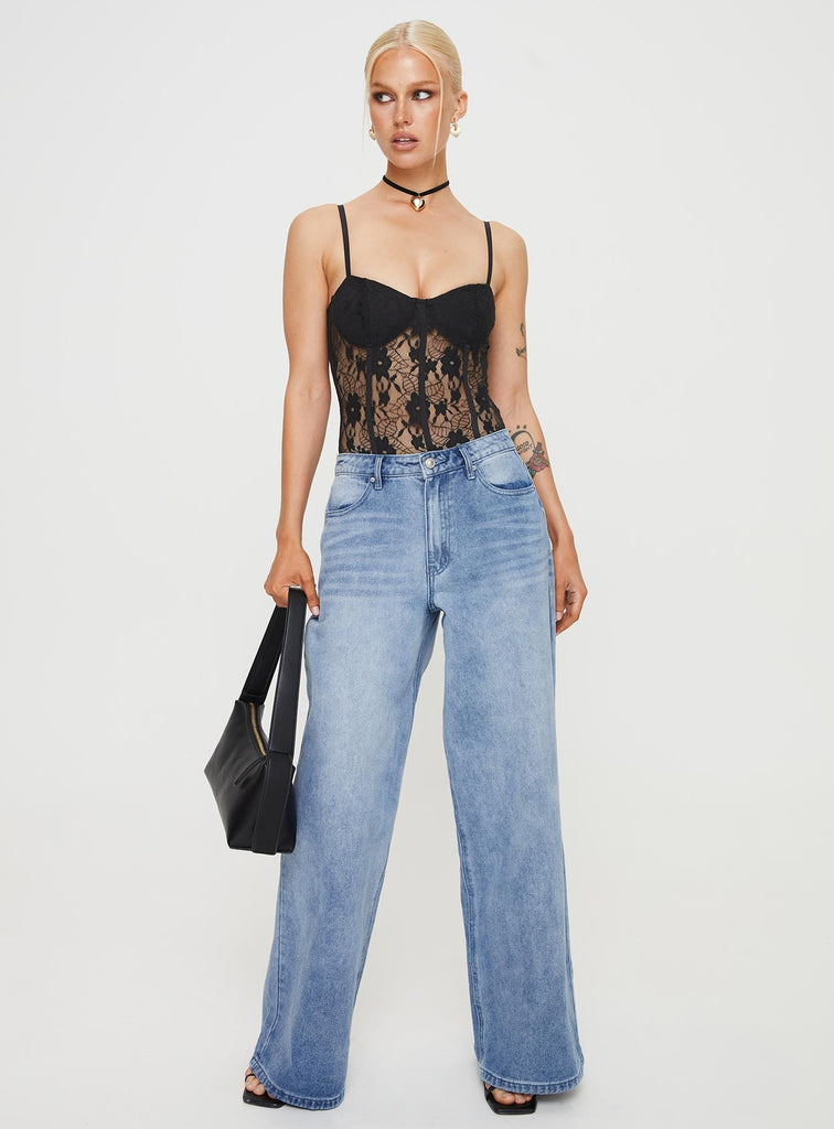 Treisa Lace Bodysuit Black | Princess Polly AU