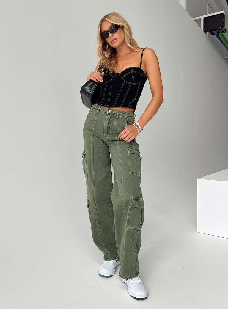 Jora Cargo Jeans Green | Princess Polly AU
