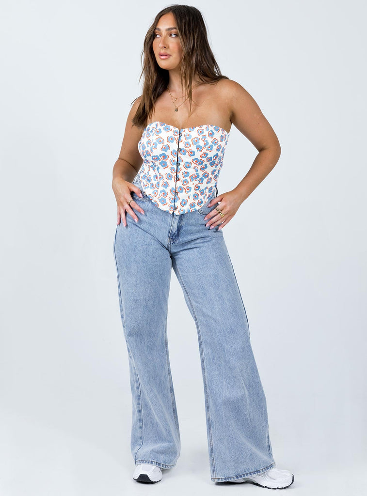 In The Moment Strapless Top Floral | Princess Polly