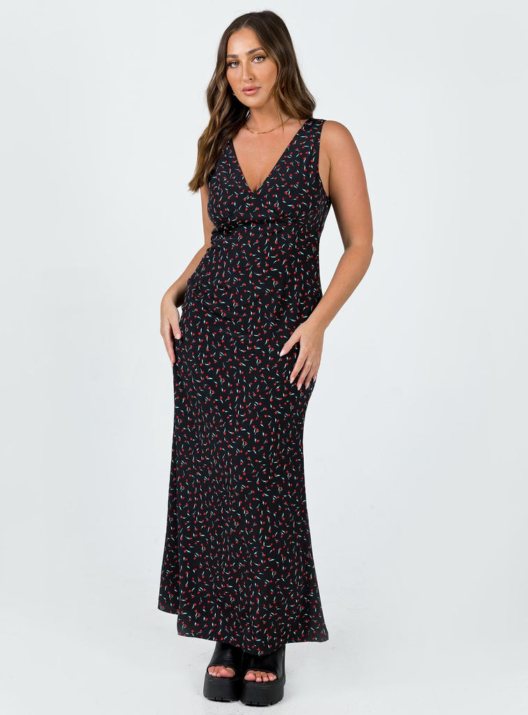 Garrick Maxi Dress Black / Red | Princess Polly AU