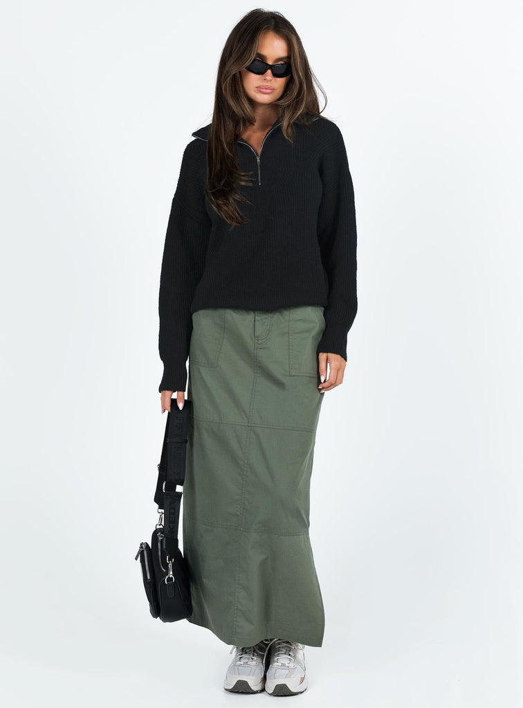 Ferry Zip Front Jumper Black | Princess Polly