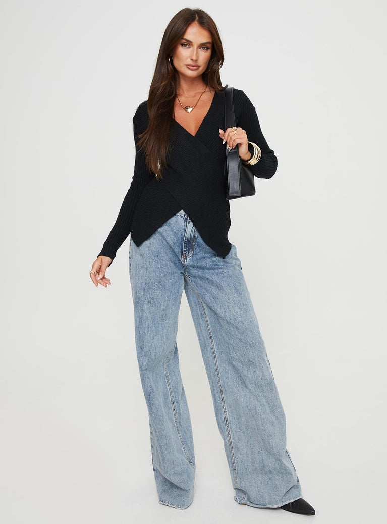 Pressler Cross Over Jumper Black | Princess Polly AU