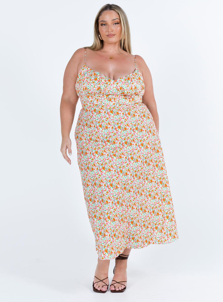 Amara Floral Midi Dress Multi Curve | Princess Polly AU