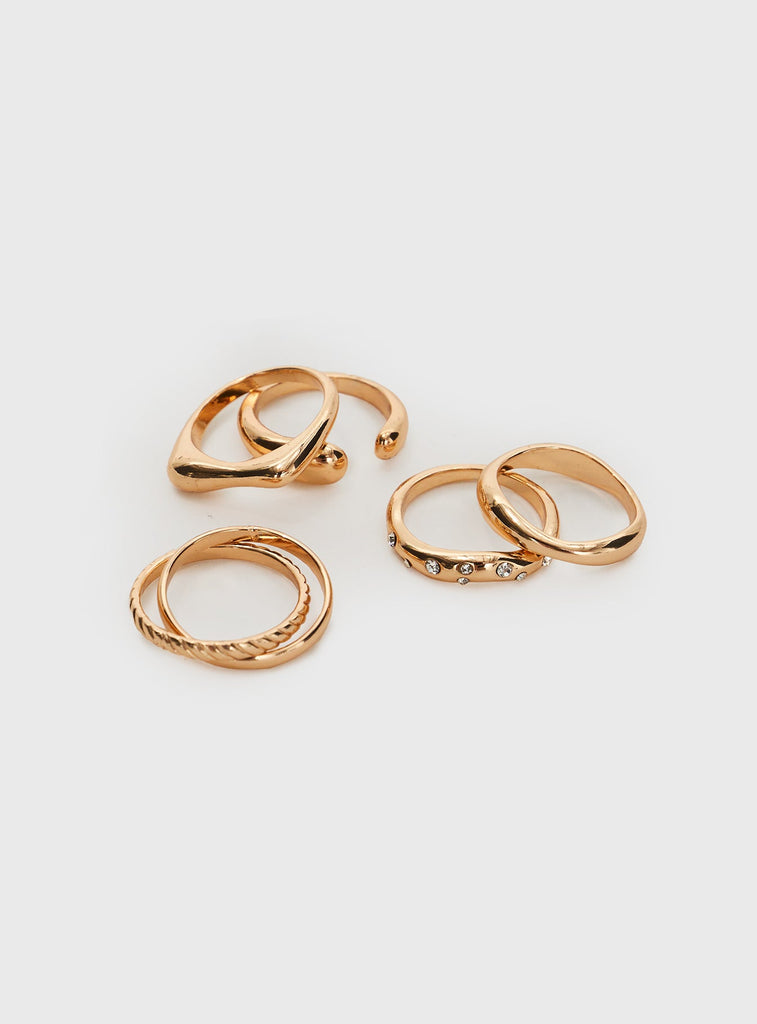 Moulded Ring Pack Gold | Princess Polly