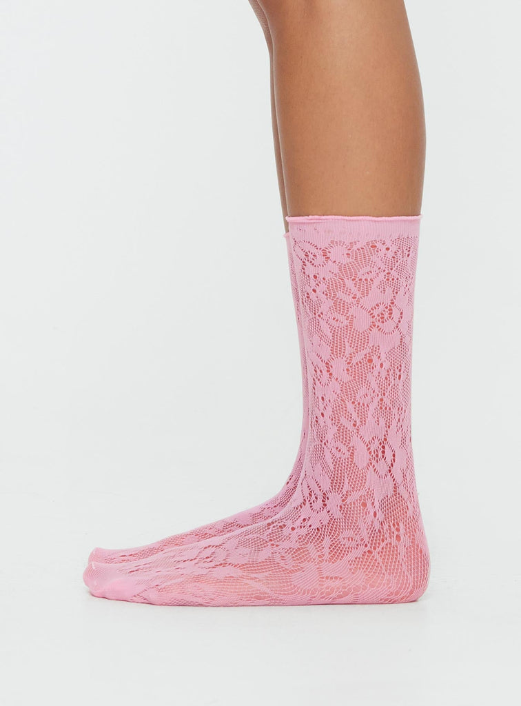 Allise Lace Socks Pink | Princess Polly