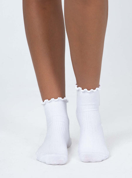 Women's Socks | White & Frilly Sock | Princess Polly AU