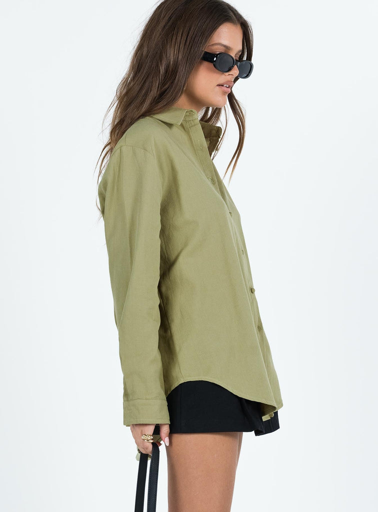 Landey Long Sleeve Shirt Green | Princess Polly AU