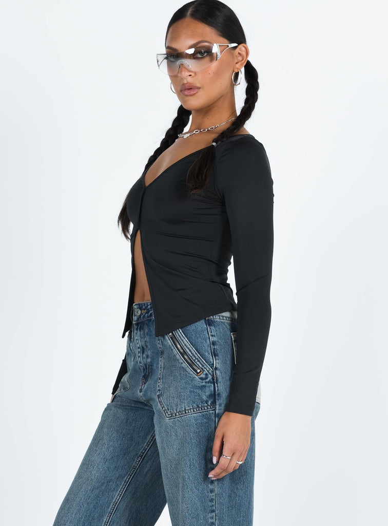 Talbert Long Sleeve Top Black | Princess Polly