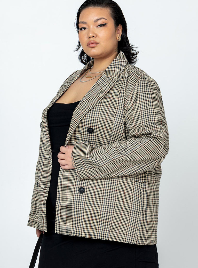 Mrs Nancy Blazer Beige Curve | Princess Polly AU