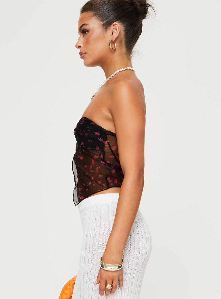 Mani Top Black Disty Floral | Princess Polly AU