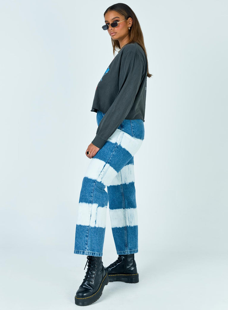 The Ragged Priest Mid Blue Dad Jeans With White Bleach | Princess Polly AU