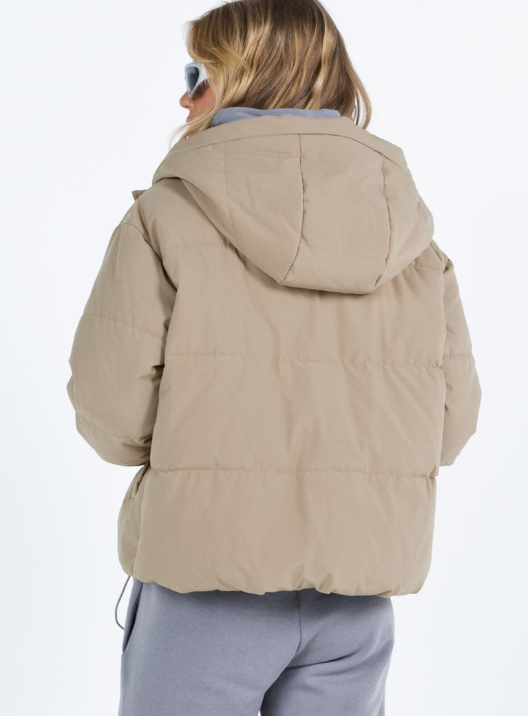 Dawney Puffer Jacket Beige | Princess Polly AU