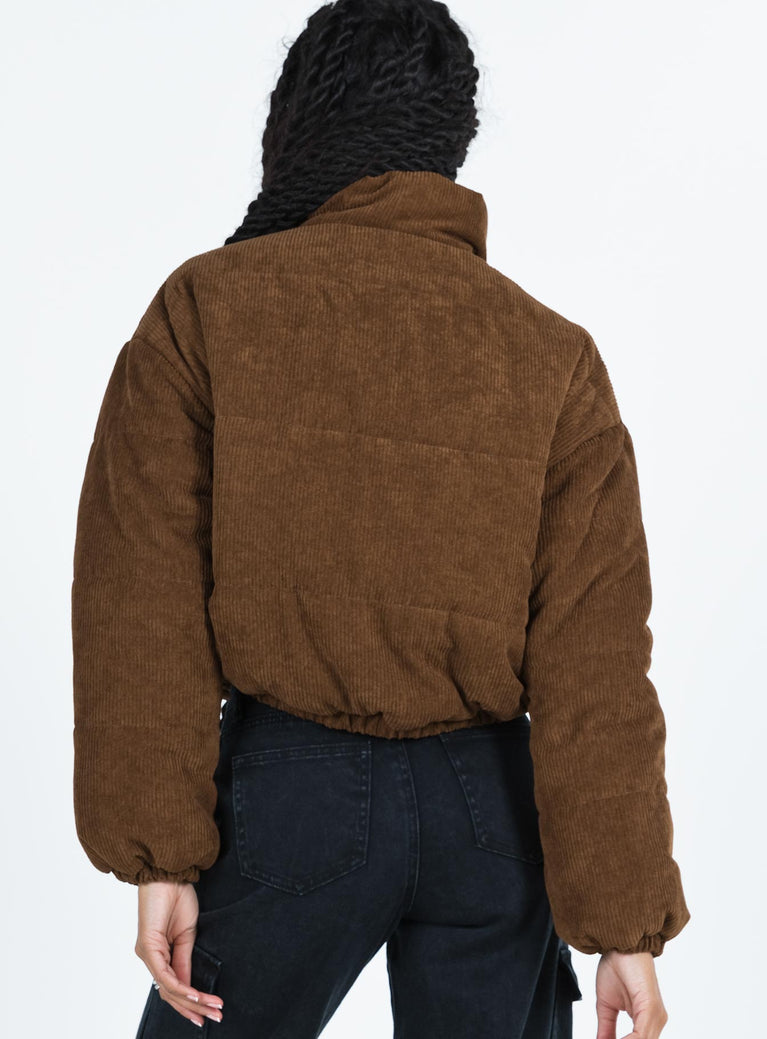 Mccloud Corduroy Puffer Jacket Brown | Princess Polly AU