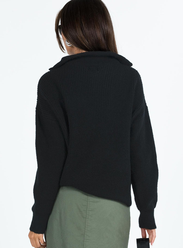 Ferry Zip Front Jumper Black | Princess Polly AU