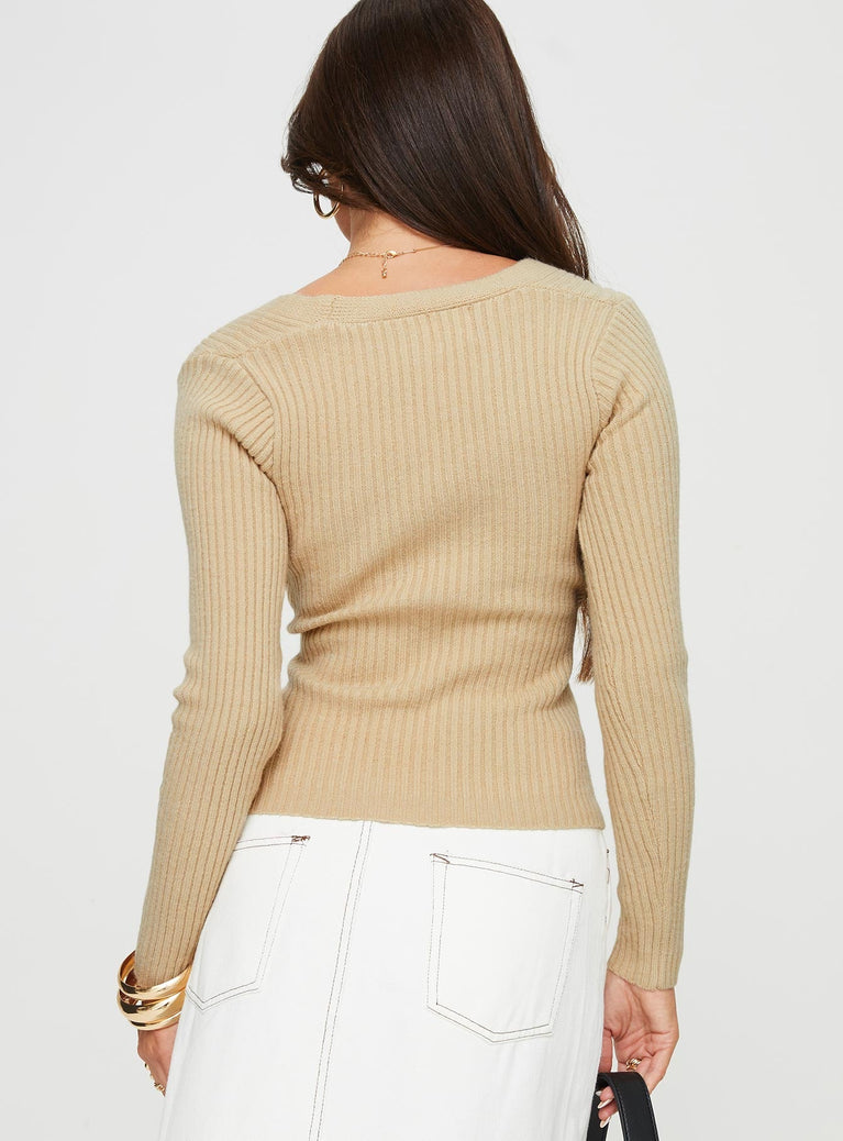 Pressler Cross Over Jumper Beige | Princess Polly AU