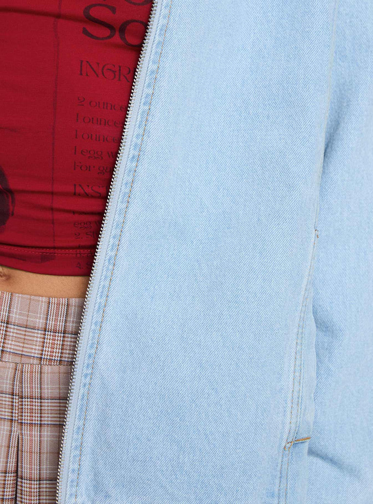 Goldsmith Denim Bomber Jacket Light Wash | Princess Polly AU