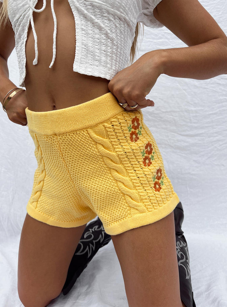 Finula Knit Shorts Yellow | Princess Polly AU