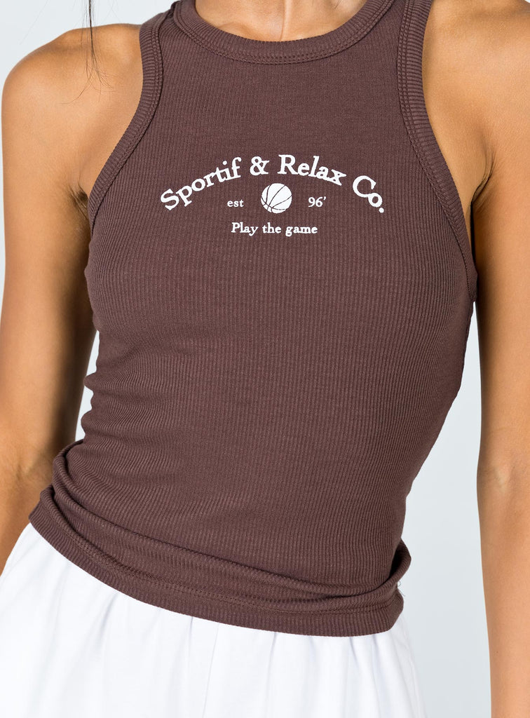 Play The Game Tank Top Brown | Princess Polly AU