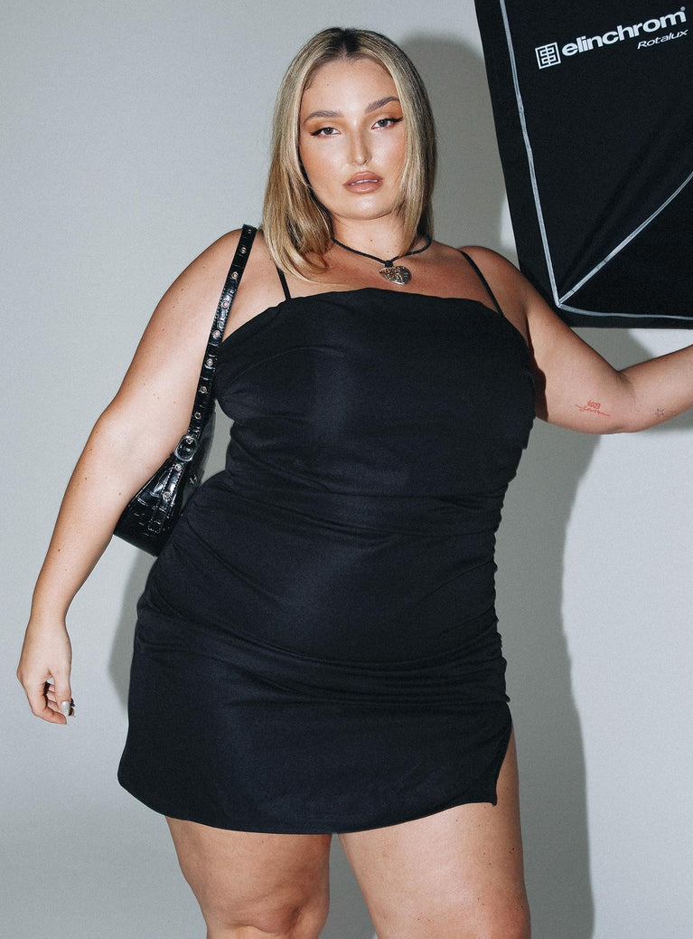 Chandra Mini Dress Black Curve | Princess Polly AU