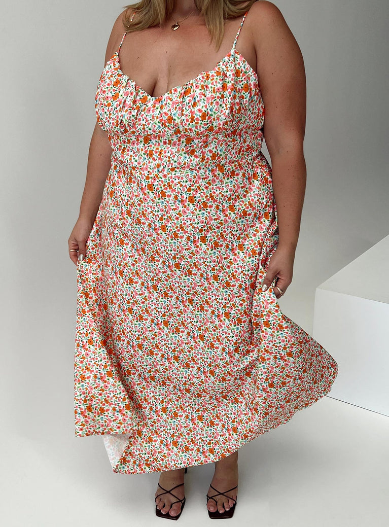 Amara Floral Midi Dress Multi Curve | Princess Polly AU