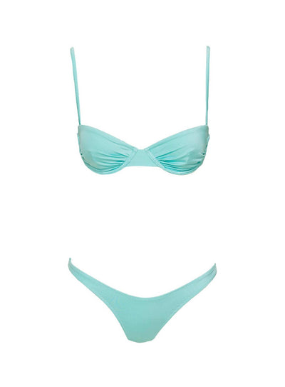 Sadley Underwire Shine Bikini Top Turquoise | Princess Polly AU
