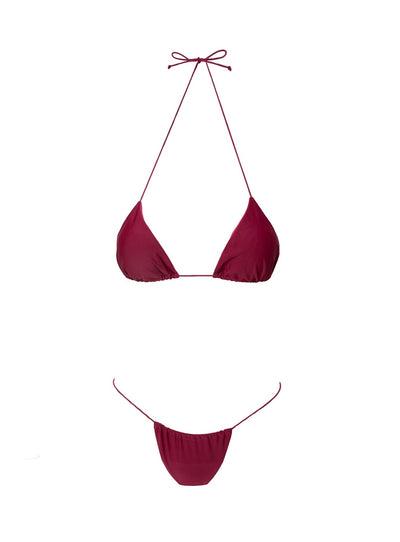 Selbie String Ruched Bikini Bottoms Burgundy | Princess Polly AU