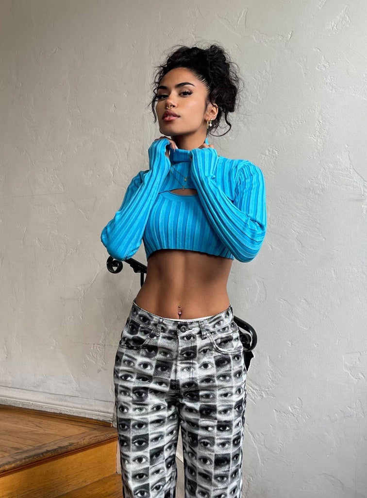 Sheridan Turtleneck Sweater Blue | Princess Polly AU